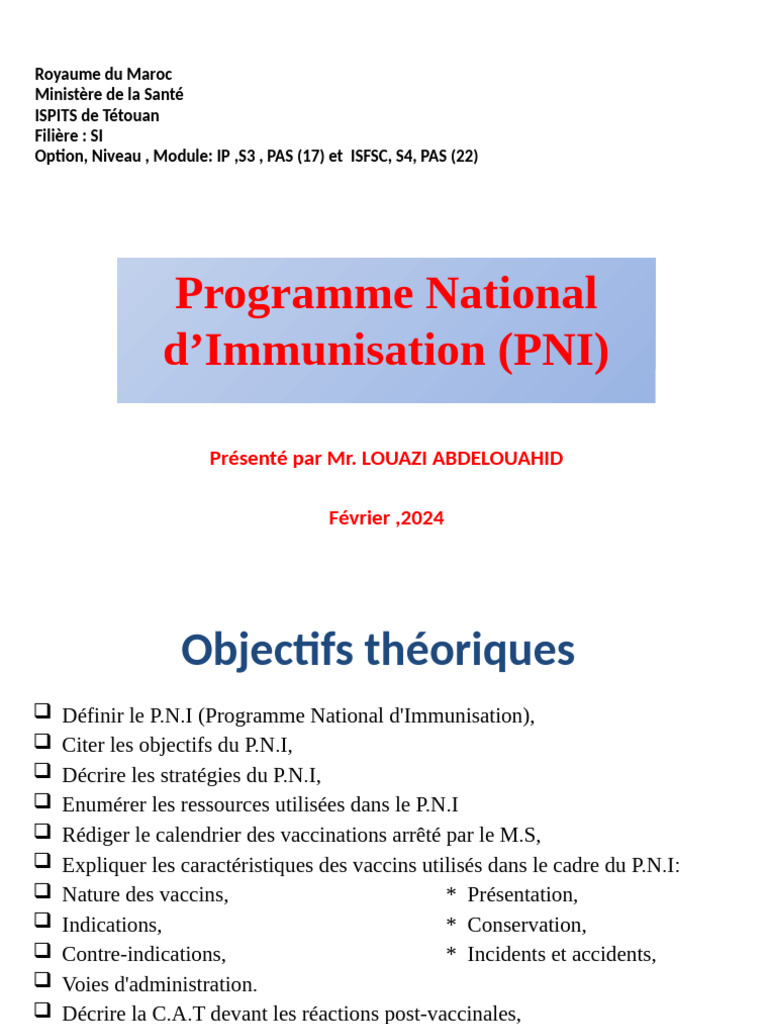 Programme National d'Immunisation 2024 | PDF | Vaccination | Rougeole