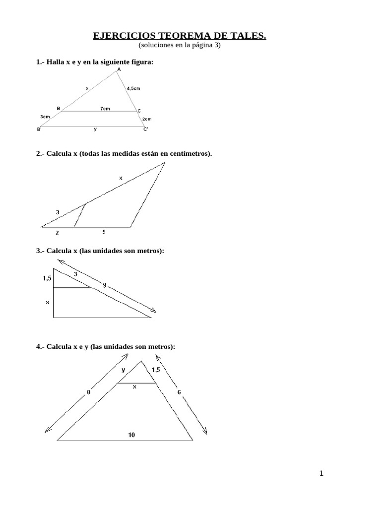 Ejercicios Resueltos Teorema de Tales | PDF