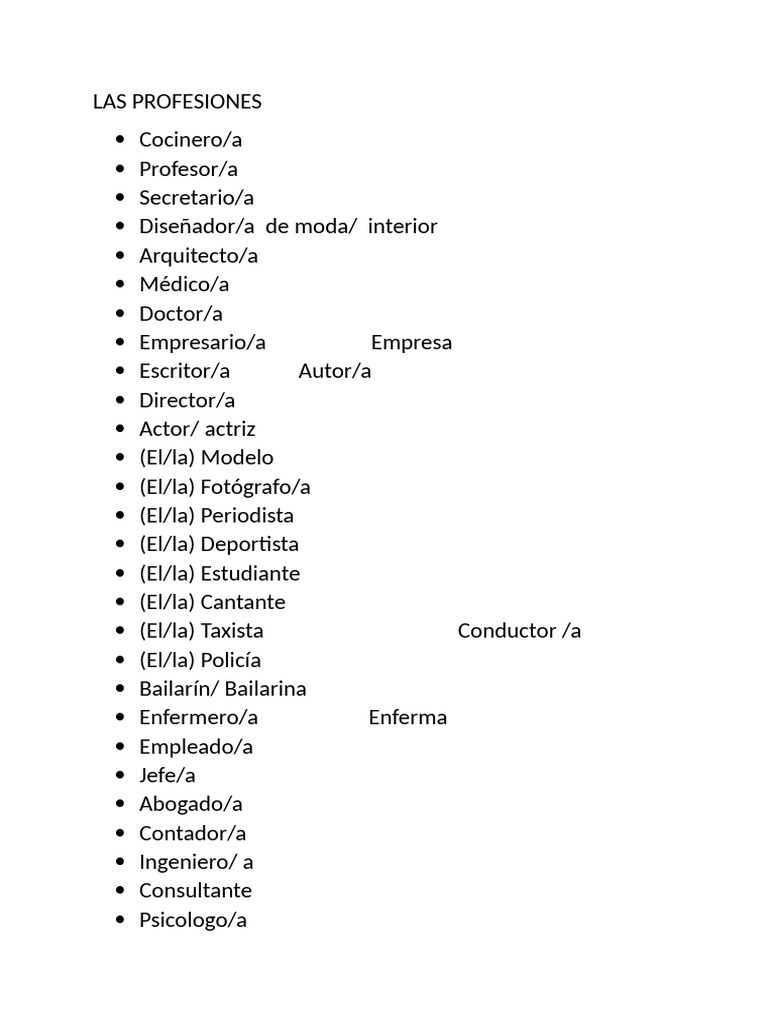 Las Profesiones | PDF