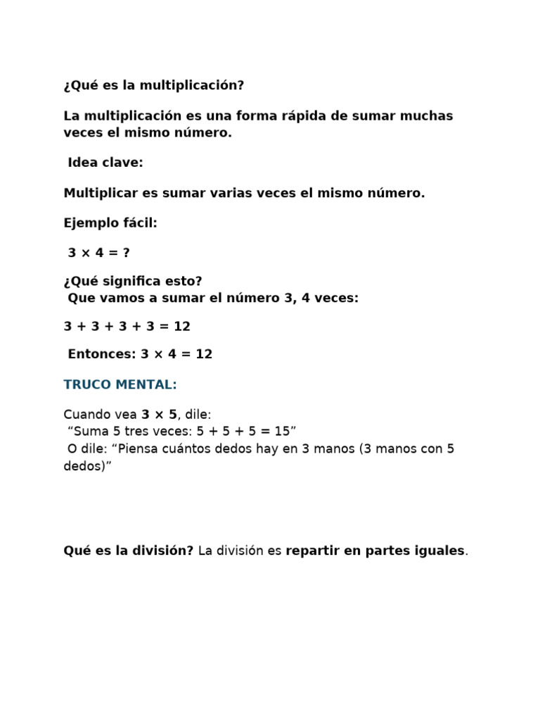 Definición y conceptos de multiplicación | PDF