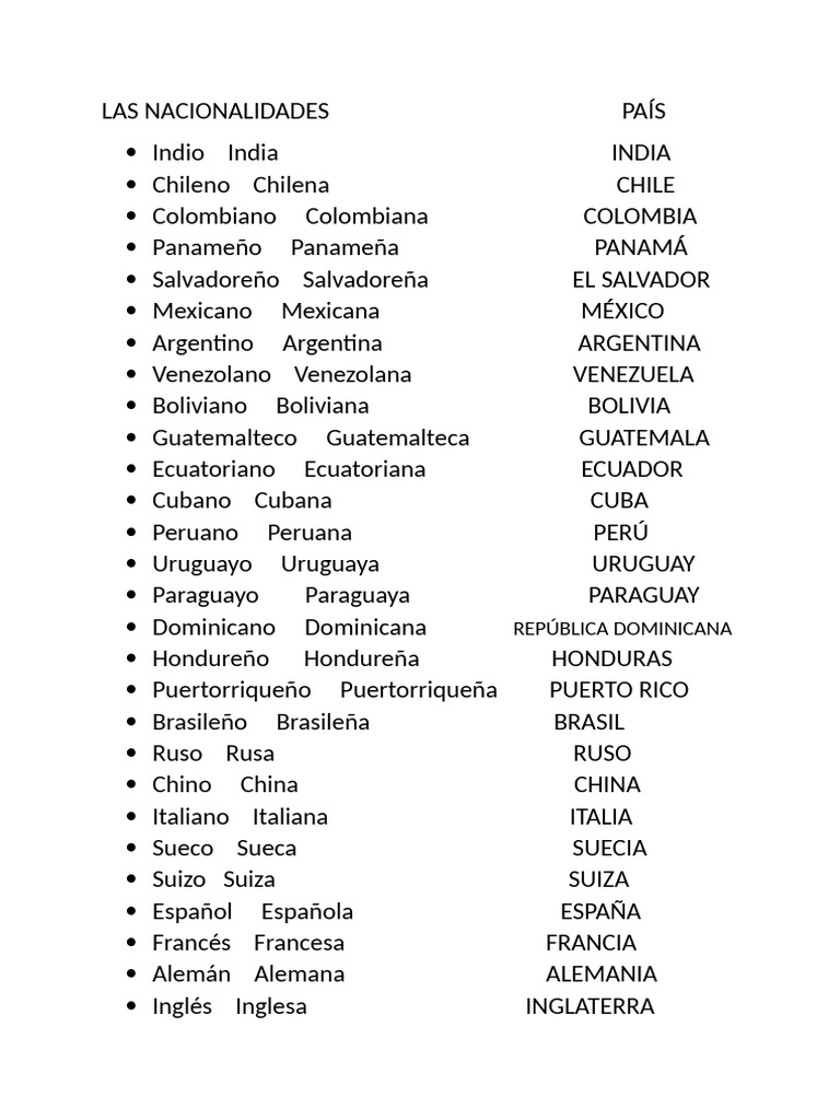 Las Nacionalidades | PDF