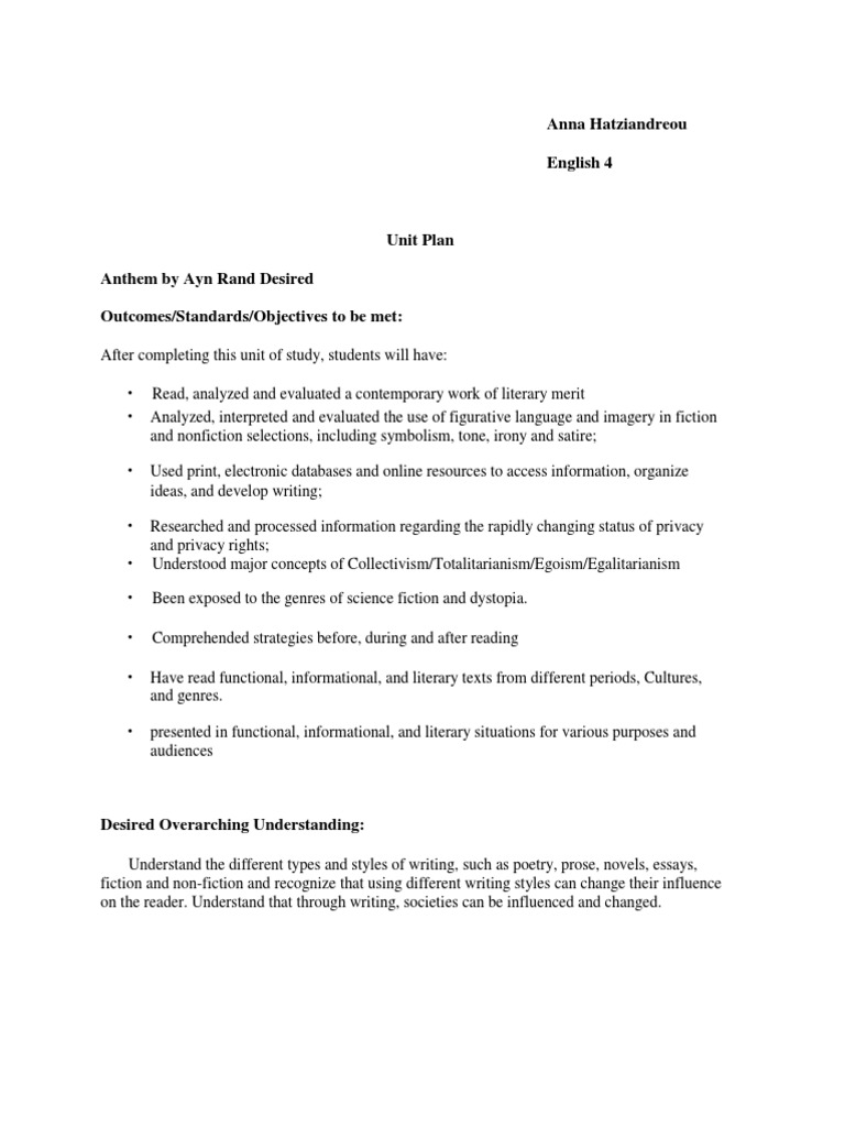 High School Utopian Literature Unit | PDF | Utopian And Dystopian ...