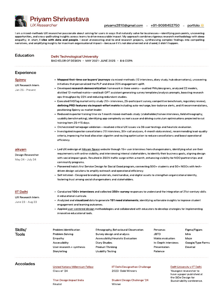 Priyam Shrivastava Resume | PDF | Usability
