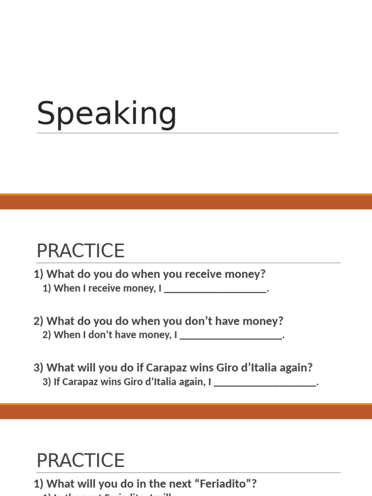 Speaking Conditionals Practice | PDF