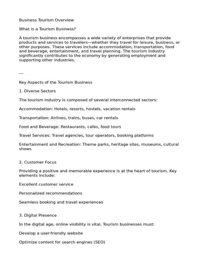 Business Tourism and Service Examples | PDF | Tourism | Travel Agency