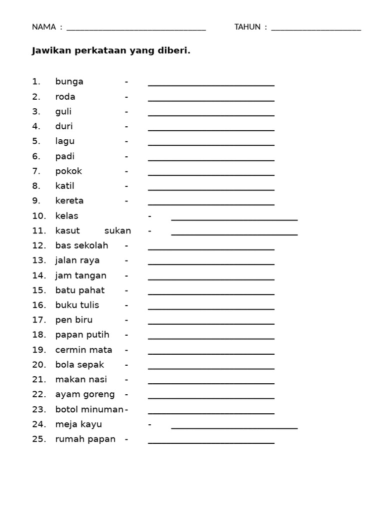 Jawikan Perkataan Yang Diberi | PDF