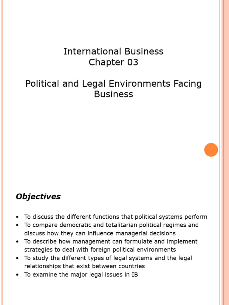 IB-CH-3, Political and Legal Environments Facing Business | PDF ...