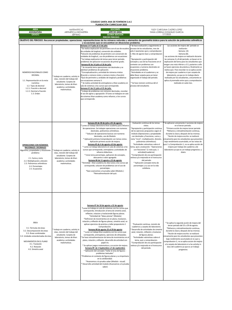 Septimo Micro 3 Periodo Septimo-1 | PDF | Ecuaciones | Decimal