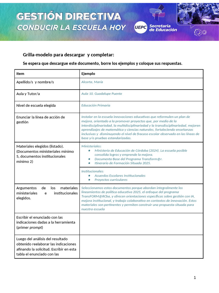 Grilla-Modelo para Descargar y Completar | PDF | Escuelas | Salón de clases