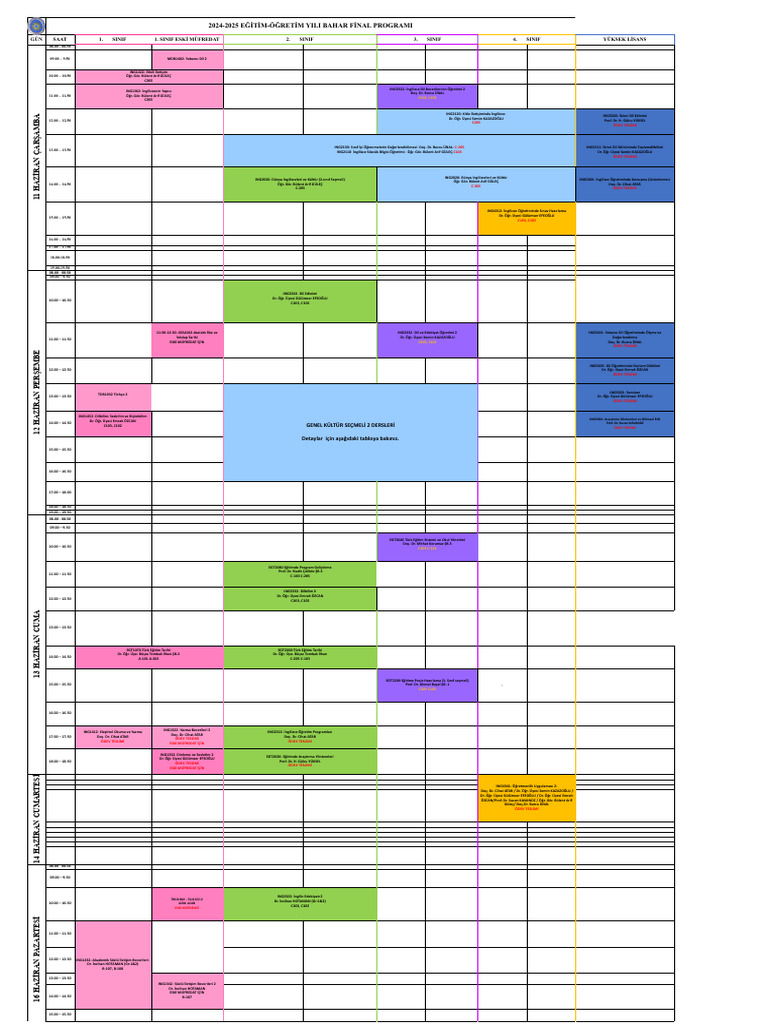 2024 2025 Egitim Ogretim Yili Bahar Final Programi | PDF