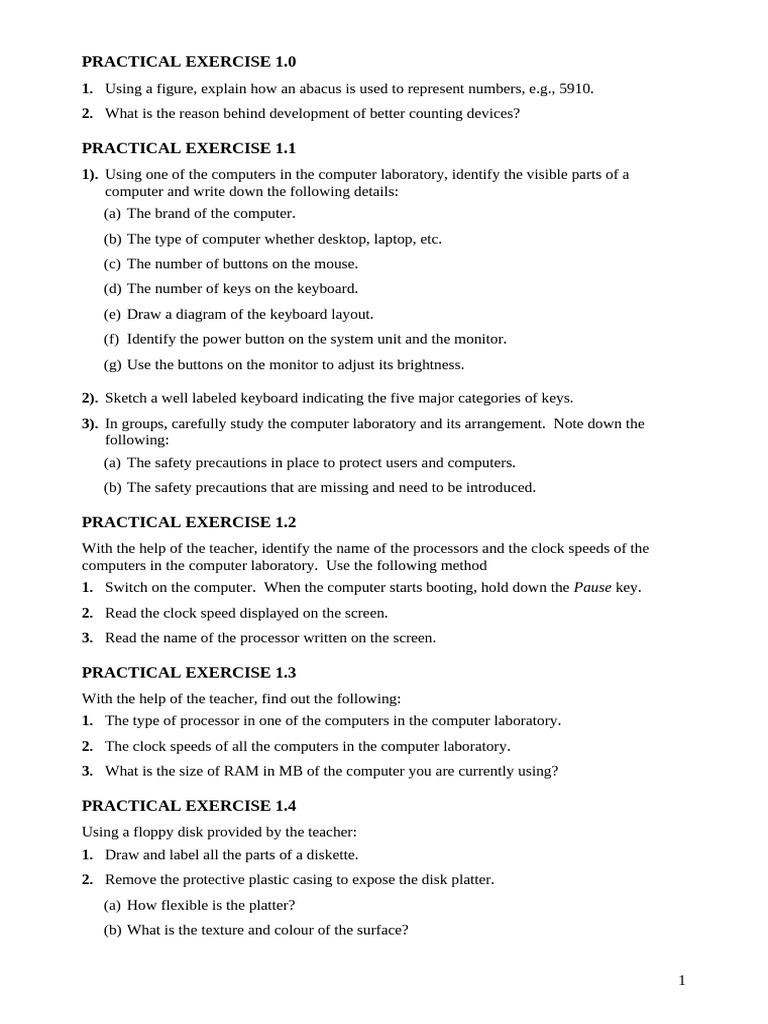 Practical Exercises | PDF | Computer File | Computer Keyboard