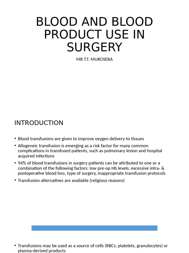 Blood Transfusion Practices in Surgery | PDF | Blood Transfusion ...