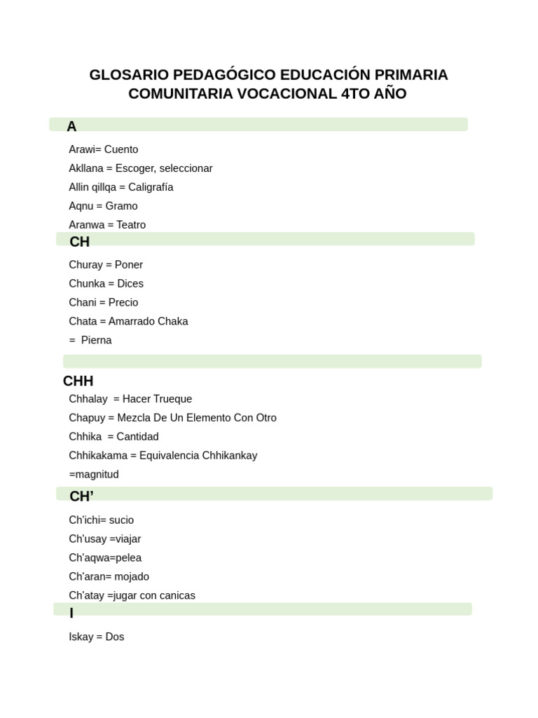 Glosario Epcv 4to Año - 103417 | PDF