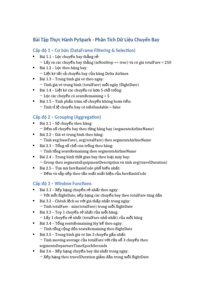 Flight Data Pyspark Exercises | PDF