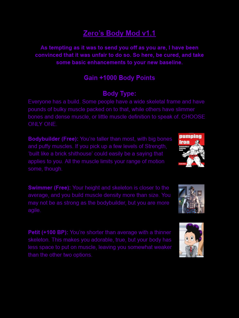 Zero's Body Mod 1.1 | PDF