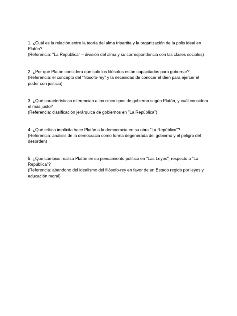 Platón Preguntas | PDF