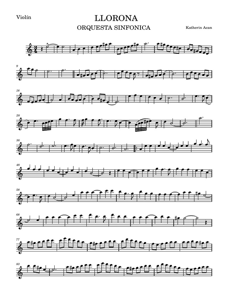 La Llorona Violin Sheet Music | PDF