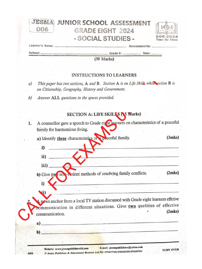 Grade 8 Jesma 006 Social Studies | PDF