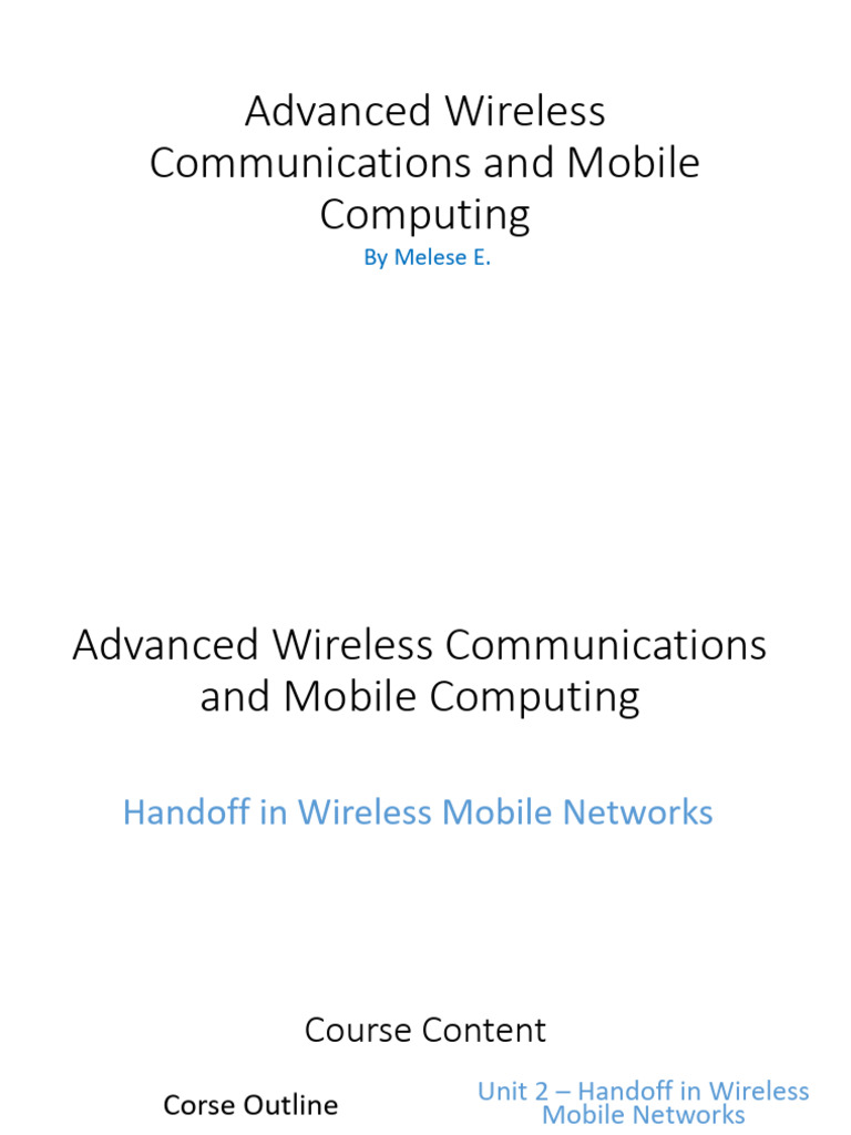 Handoff Mechanisms in Mobile Networks | PDF | Cellular Network ...