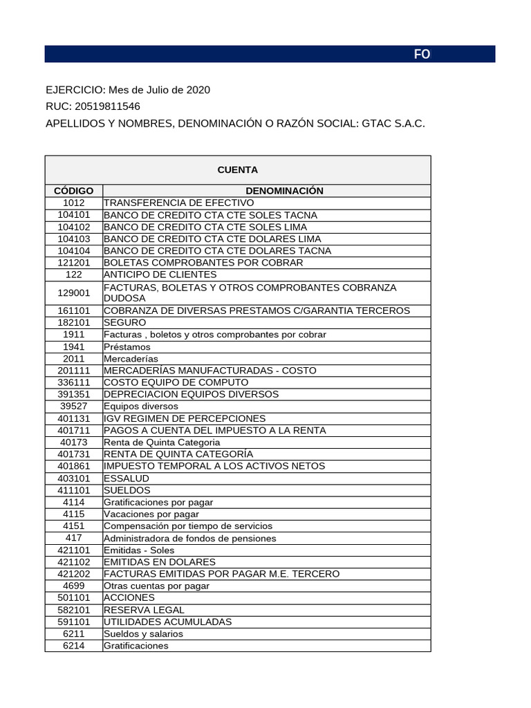 Balance de Comprobacion Gtac Sac | PDF | Servicios financieros | Economias