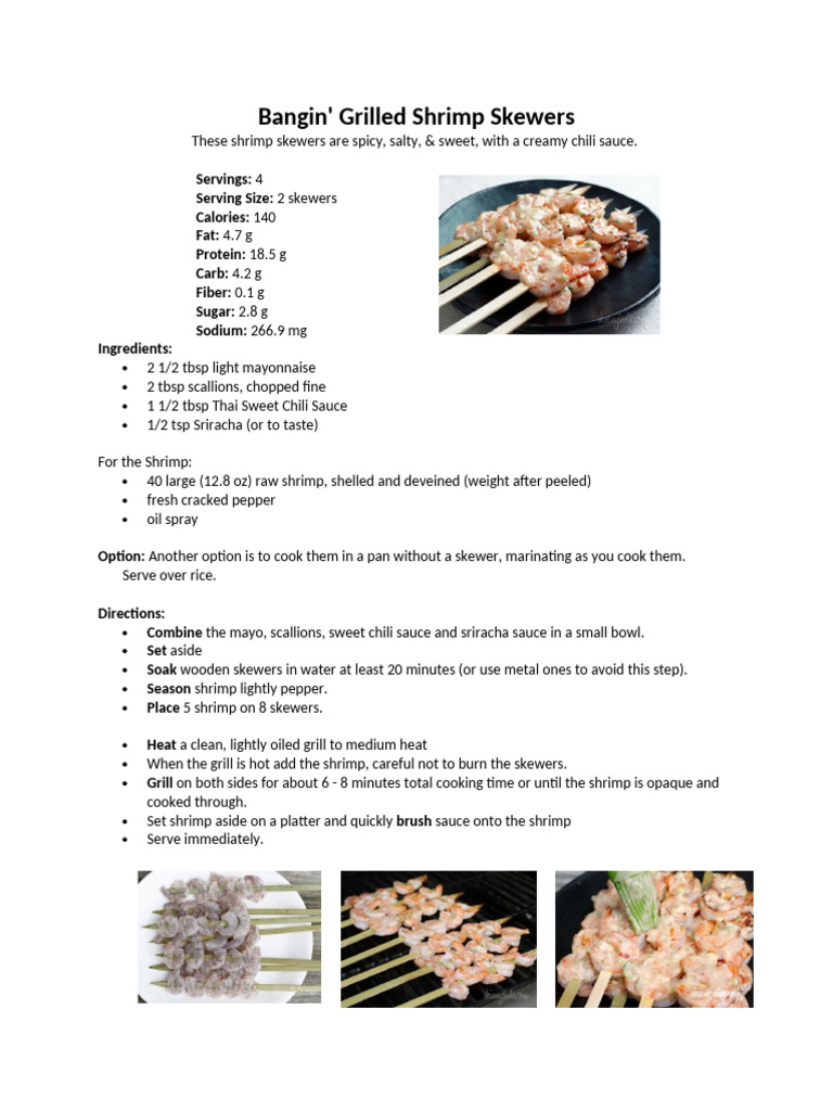 Bangin' Grilled Shrimp Skewers | PDF