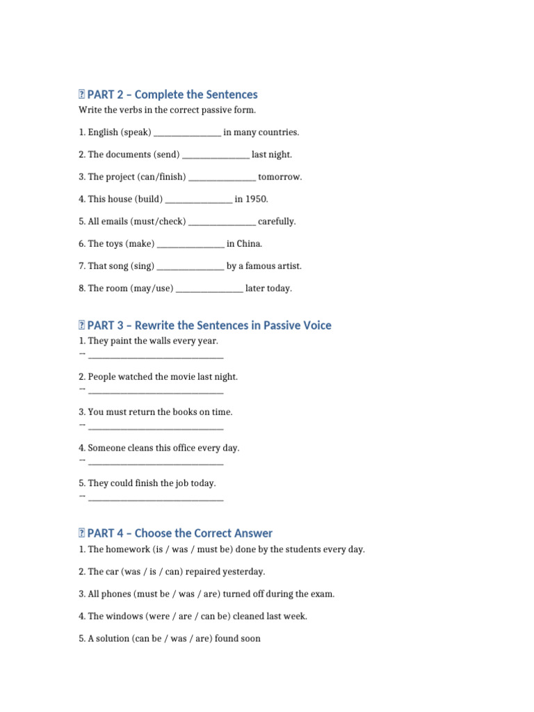 Passive Voice Worksheet | PDF