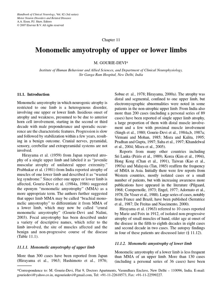 Gourie-Devi2007 Monomelic Amyotrophy | PDF | Spinal Cord ...