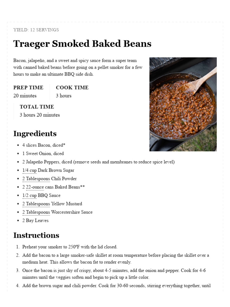 Traeger Smoked Baked Beans - With the Woodruffs | PDF | Smoking (Cooking) | Bacon
