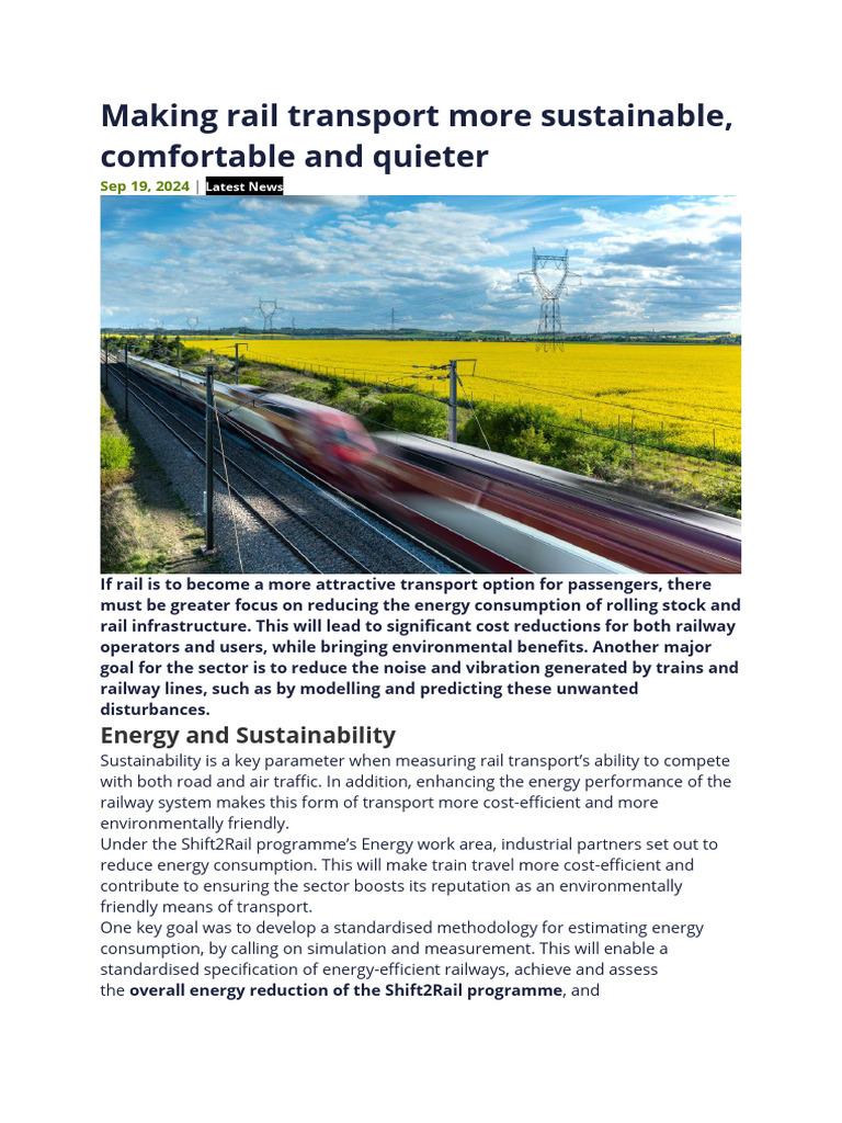 Enhancing Rail Sustainability Efforts | PDF | Efficient Energy Use | Train