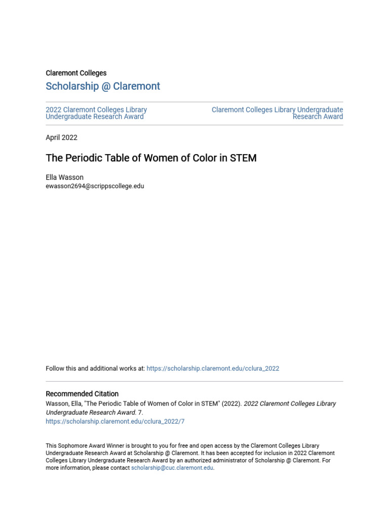 The Periodic Table of Women of Color in STEM | PDF | He La