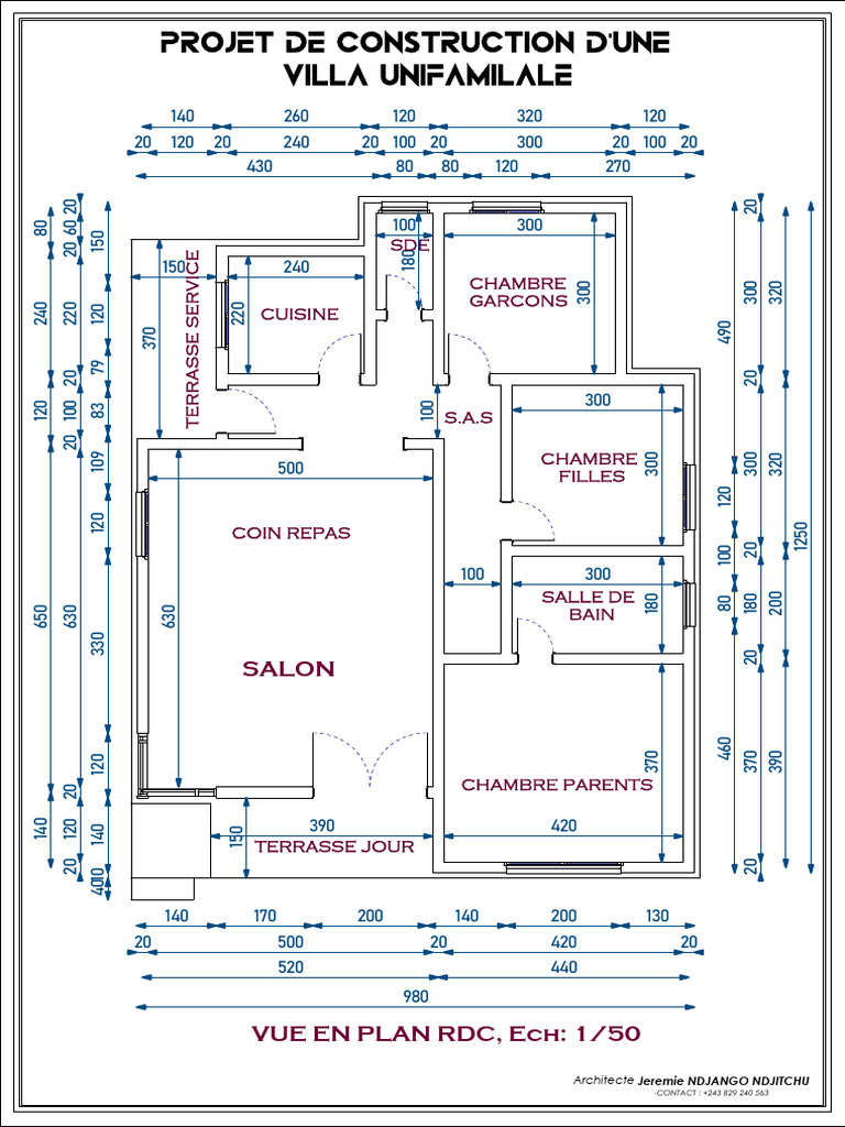 Plan De Maison 3 Chambres Salon Cuisine Pdf