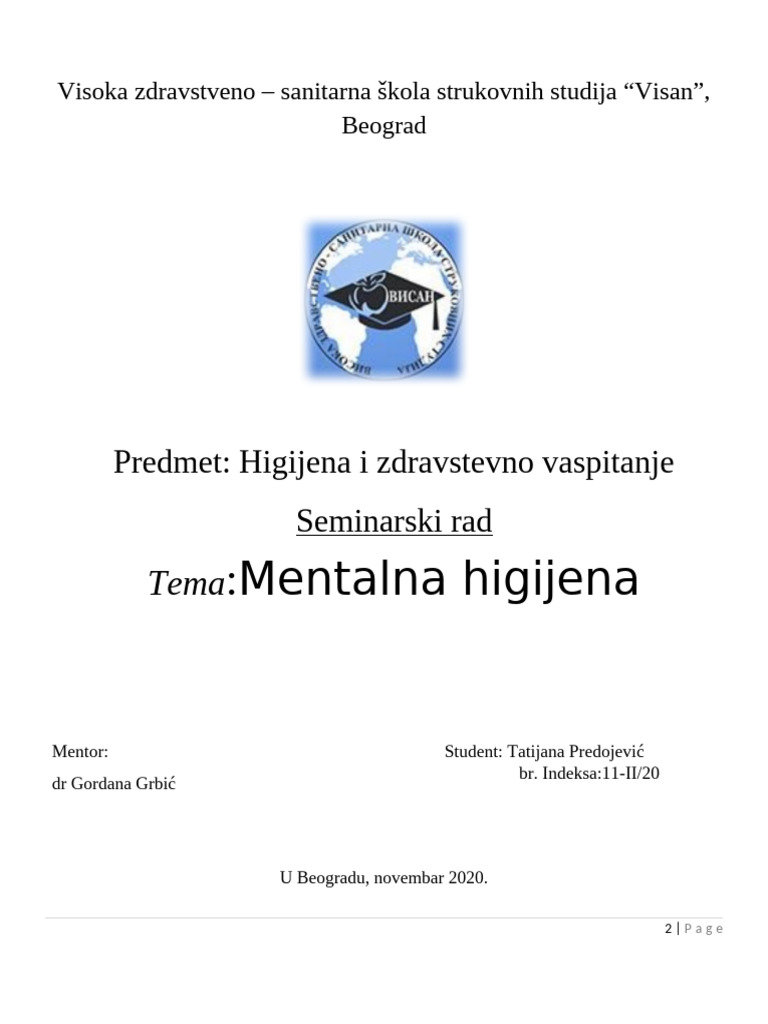 Mentalna Higijena | PDF
