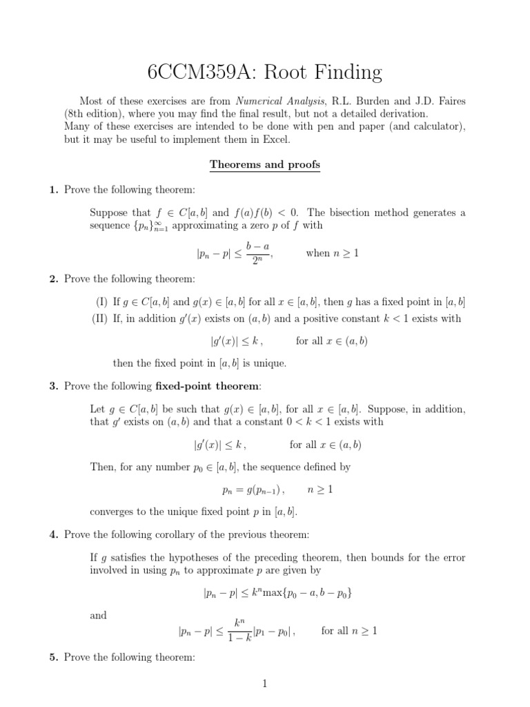 Root Finding Pdf Computational Science Mathematical Concepts