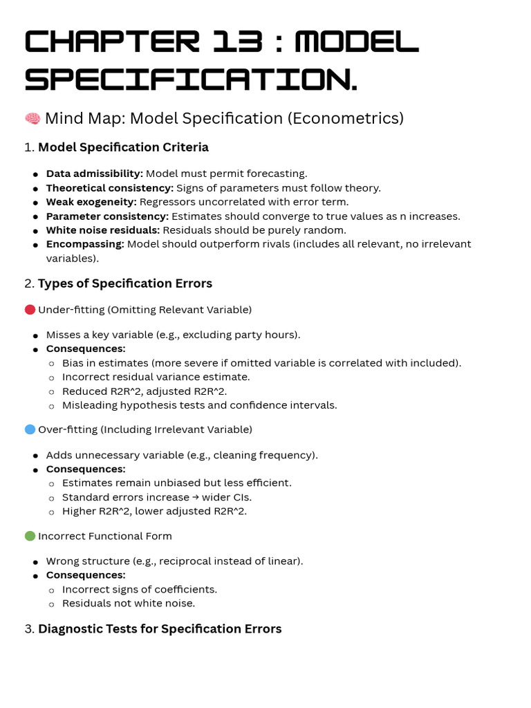 Model Specification in Econometrics Guide | PDF | Errors And Residuals ...