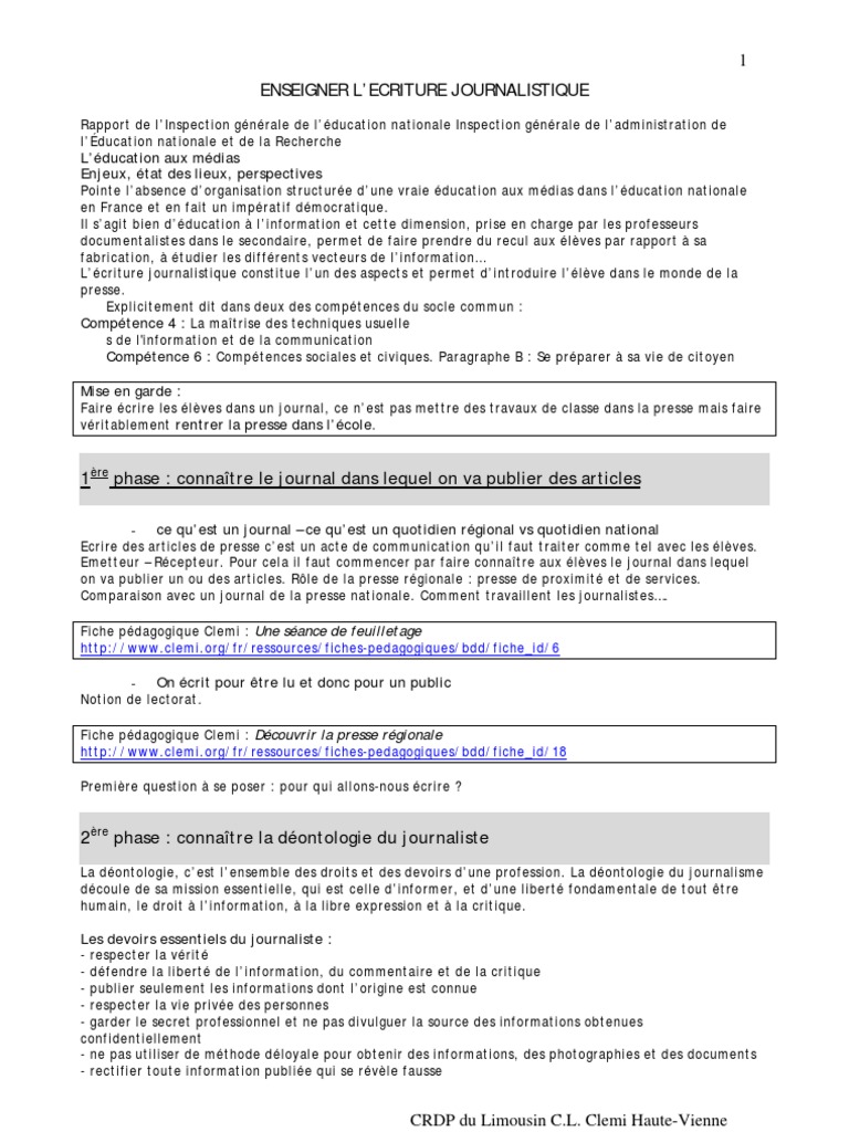 L'écriture Journalistique | PDF | Journalisme | Journaux et magazines