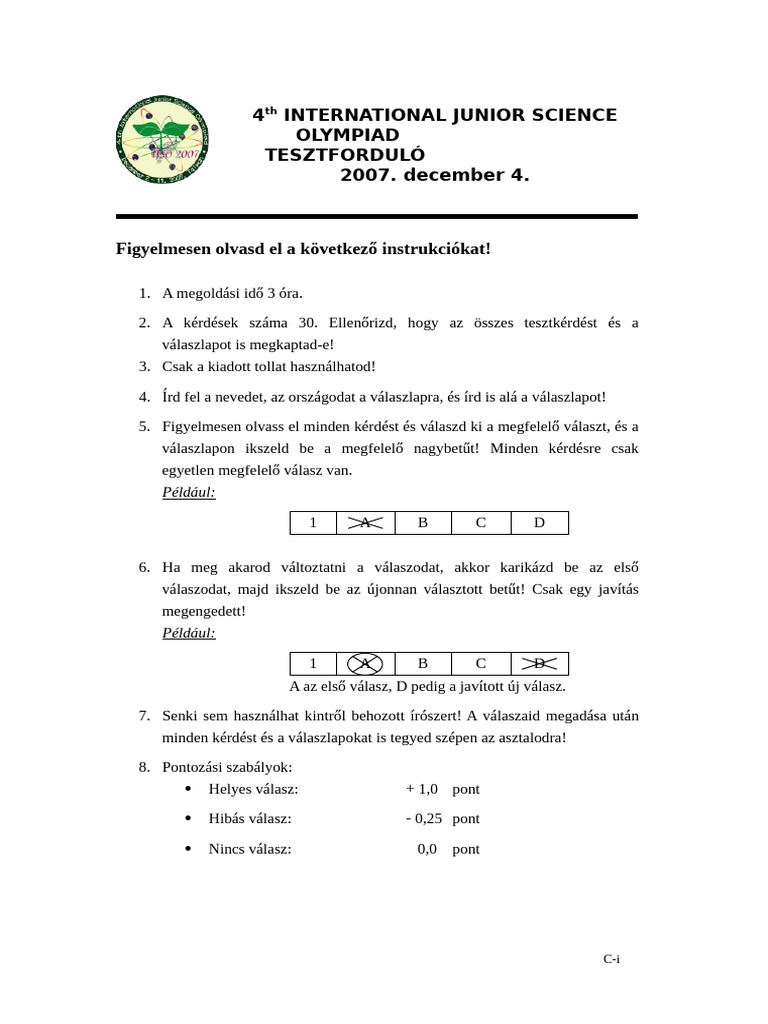 Ijso 2007 Test Problems Hu Final | PDF