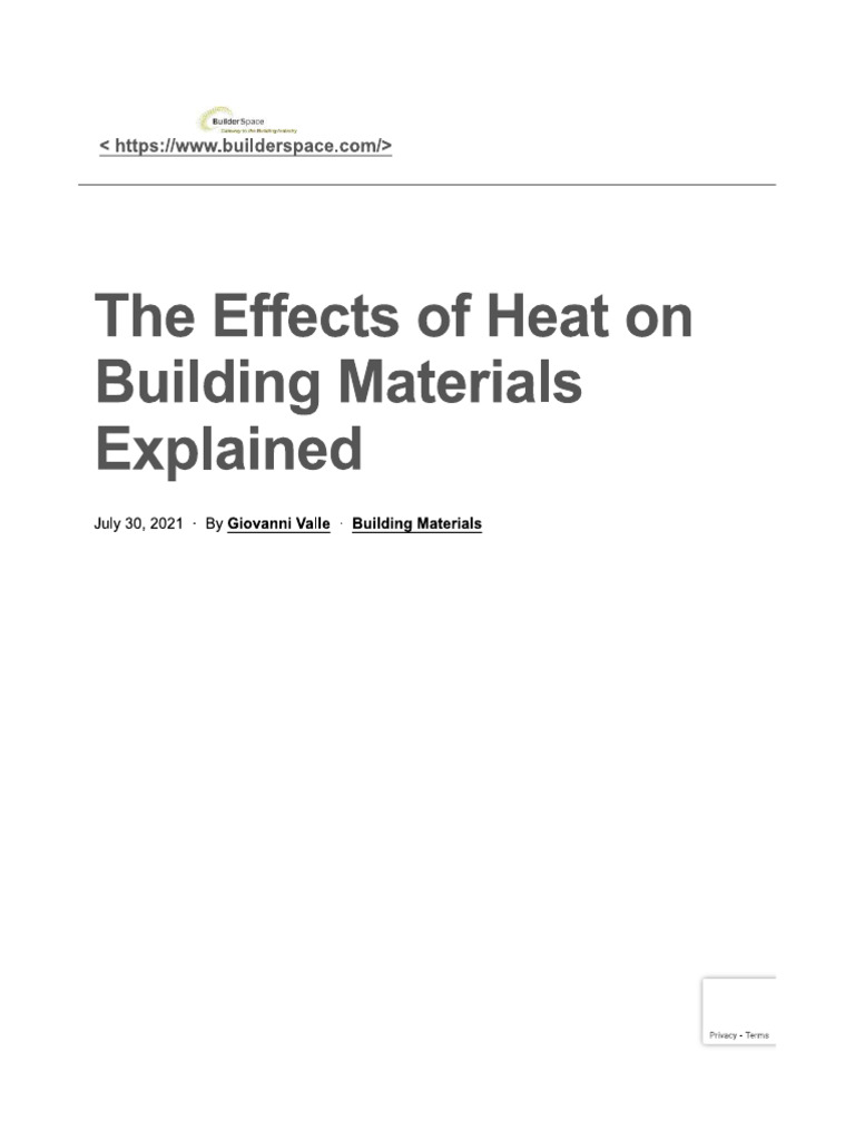 The Effects of Heat On Building Materials Explained - BuilderSpace | PDF