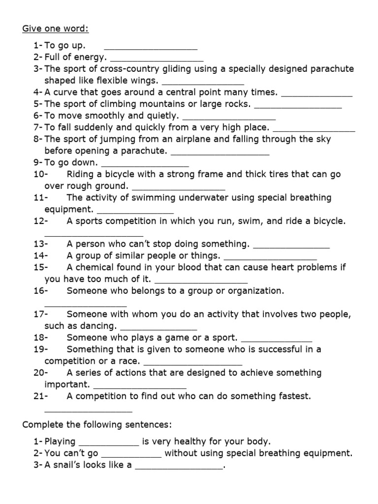 Unit 9 Vocab 1 Complete and Give One Word | PDF