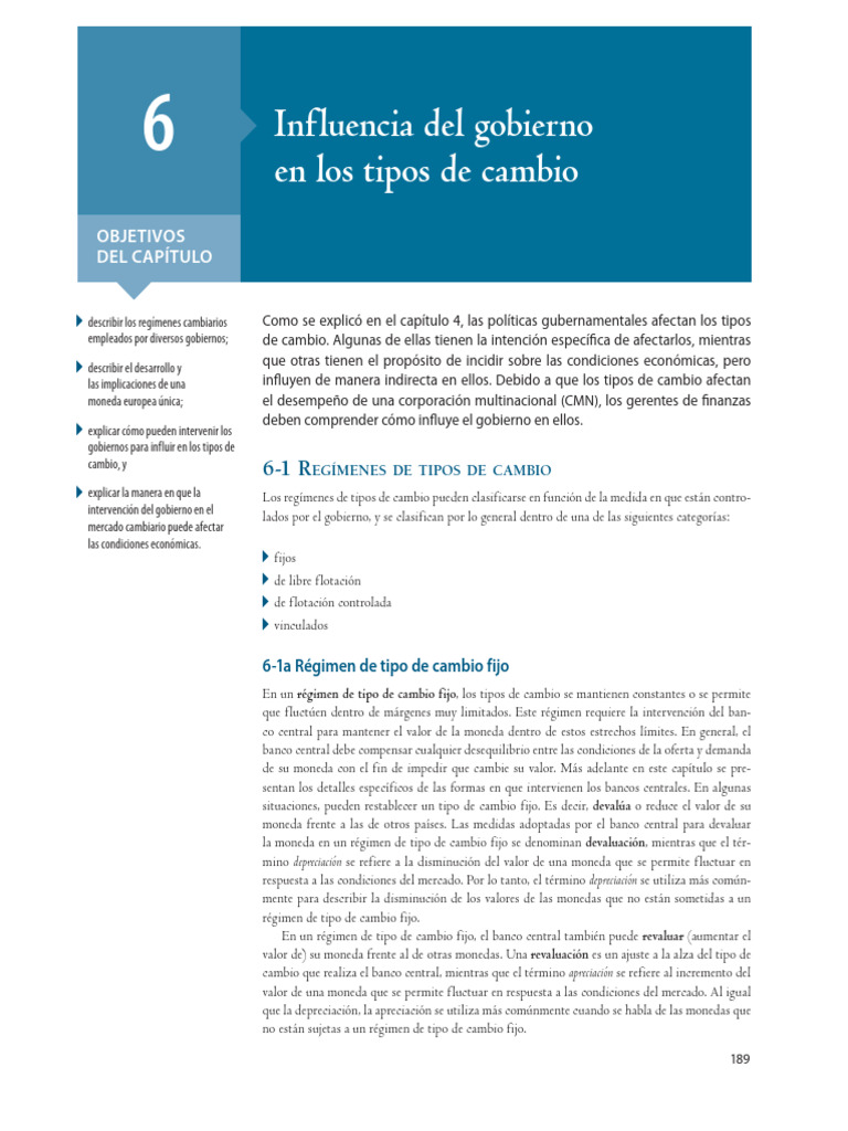 c6 Influencias Gobierno Tipos Cambio | PDF | Tipo de cambio | Inflación
