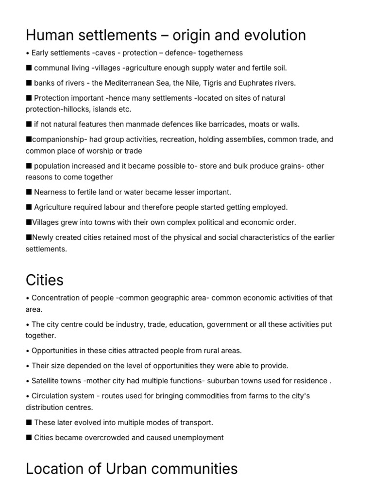 Human Settlements - Origin and Evolution | PDF | City | Rail Transport