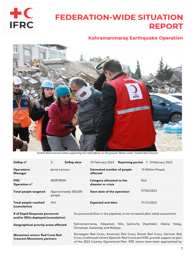 2-Turkiye EQ IFRC-Sitrep No.3 - MDRTR004 - 10 Feb 2023 | PDF ...