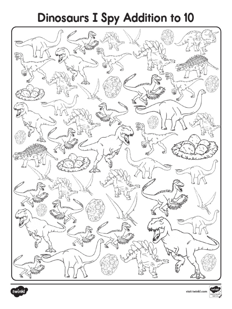 BW Dinosaurs I Spy Addition To 10 Activity | PDF