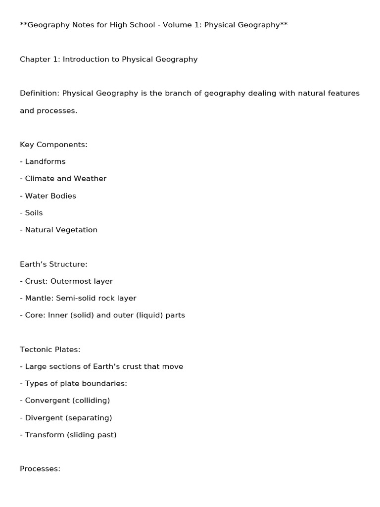 Geography Notes Physical Geography | PDF