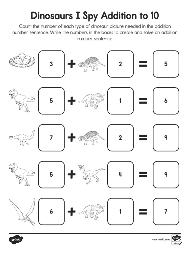 Dinosaur Addition Activity for Kids | PDF