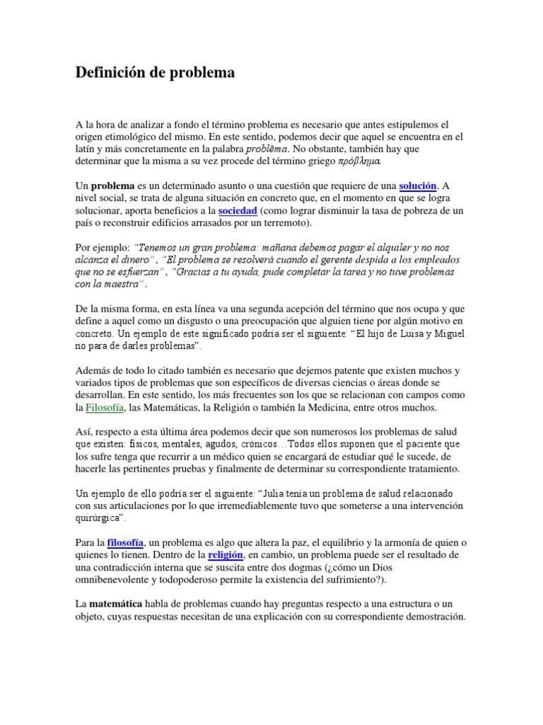 Definición de Problema | PDF | Palabra | Enseñanza de matemática