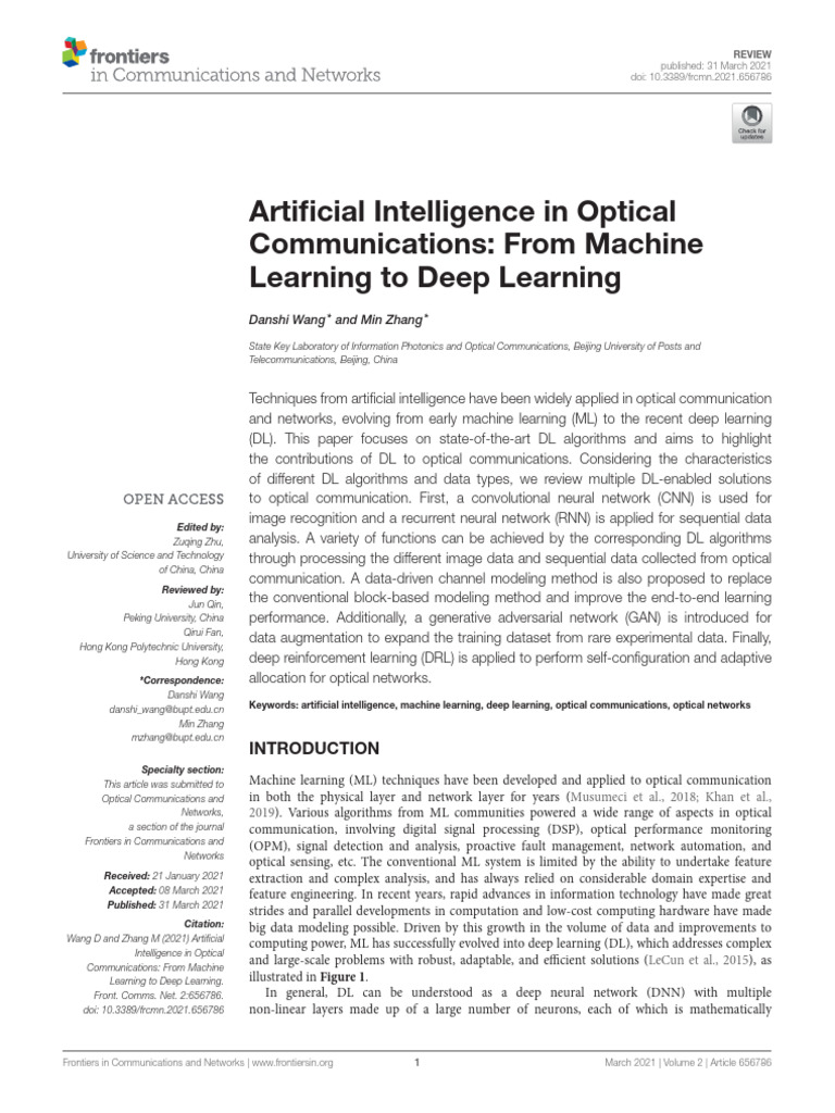 Artificial Intelligence in Optical Communications | PDF | Machine ...