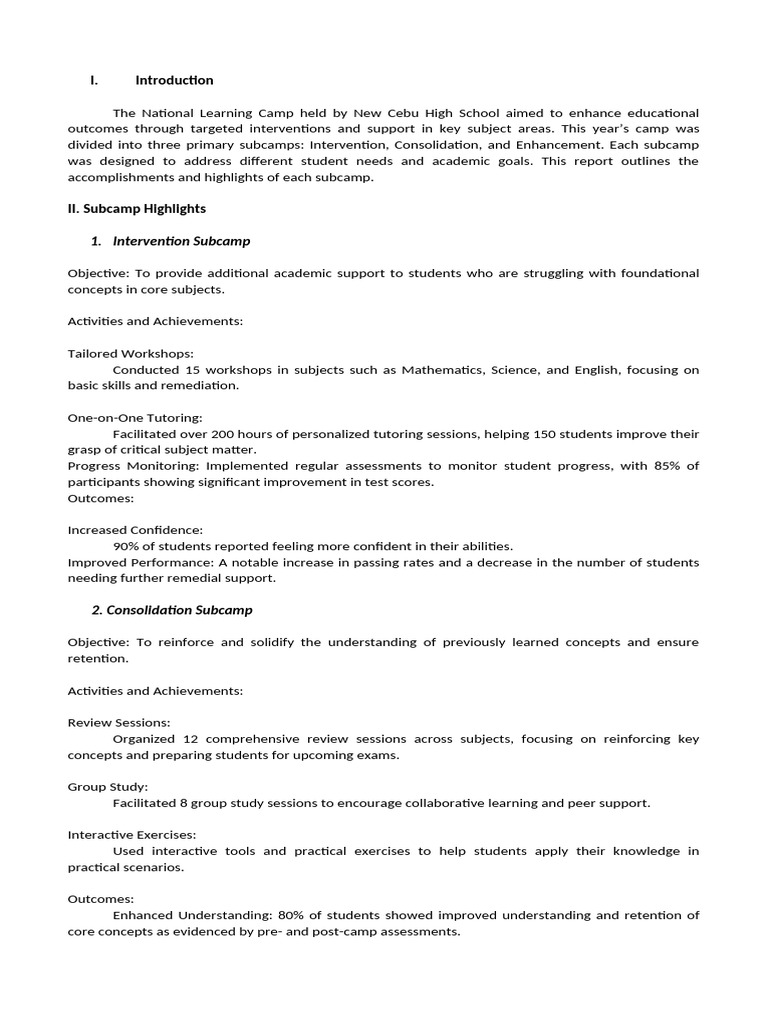 Accomplishment Report NLC New Cebu HS | PDF | Learning | Behavior Modification