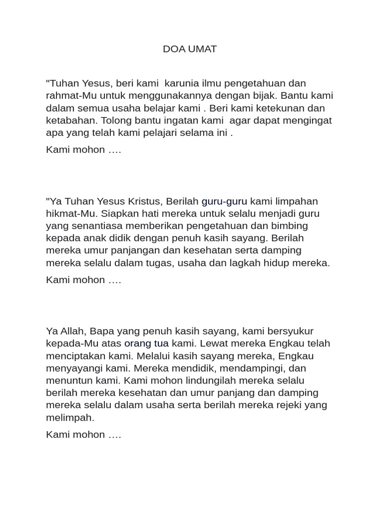 Doa Umat untuk Ilmu dan Kasih Sayang | PDF