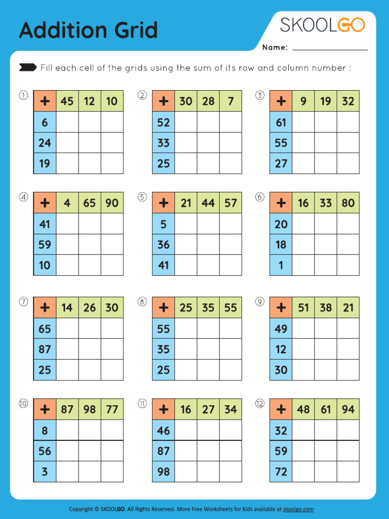 1 0069 Addition Grid | PDF