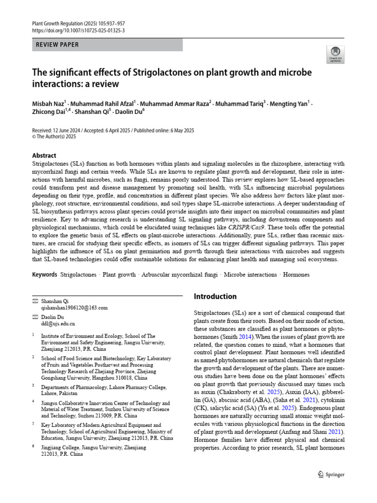 The Significant Effects of Strigolactones On Plant Growth and Microbe ...